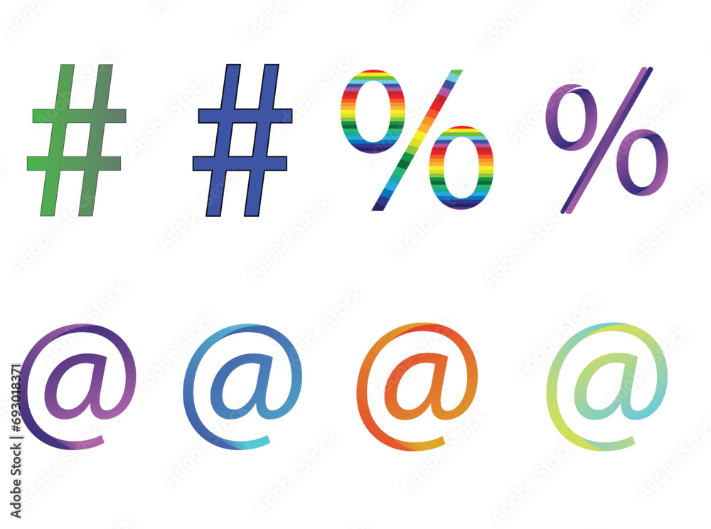 Present day hashtag percentage and at sign Free Vector,sign and symbol ...