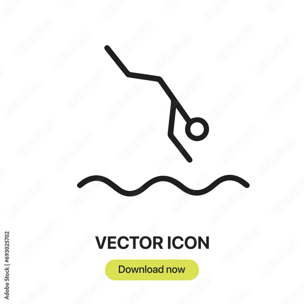 Diver icon vector. Linear-style sign for mobile concept and web design ...
