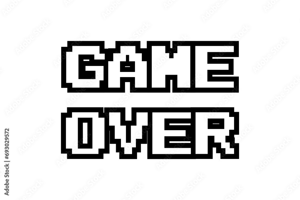 GAME OVER .pixel art .8 bit game. retro game. for game assets in vector ...