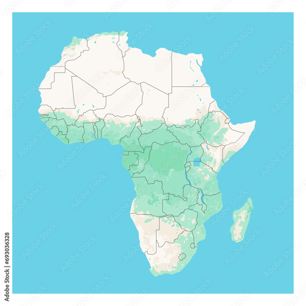 Poster Layered editable vector illustration outline Map of African ...