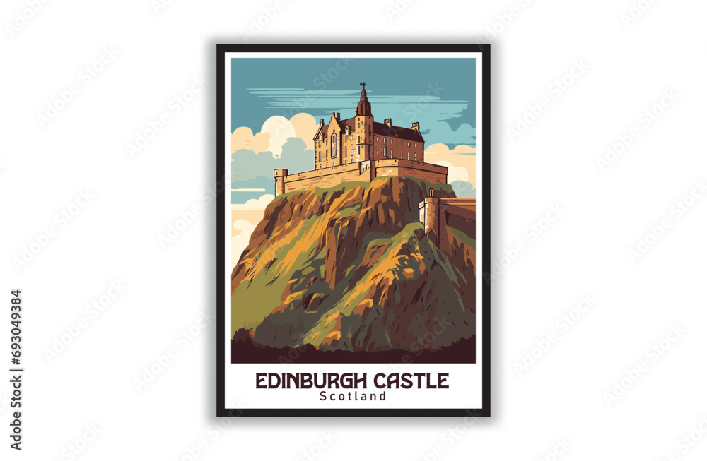 Edinburgh Castle, Scotland. Vintage Travel Posters. Vector illustration ...