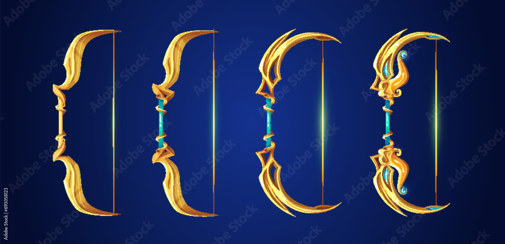 Magic bows game set isolated on background. Vector cartoon illustration ...