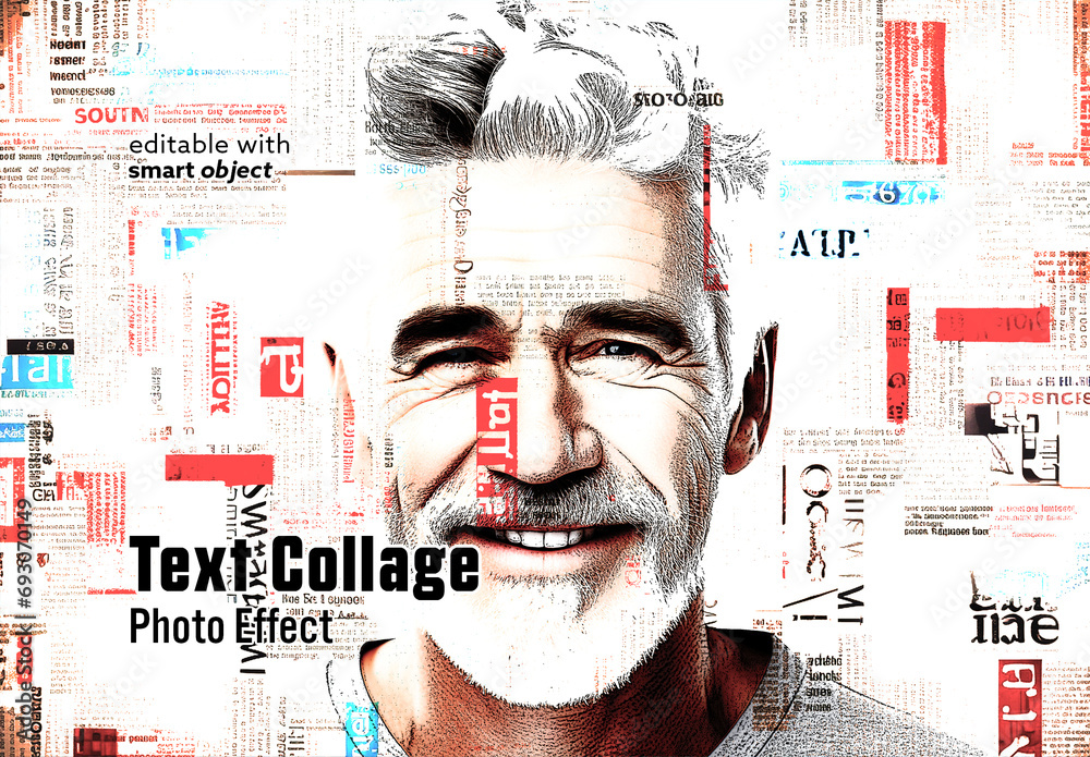 Text Collage Effect. Backrounds are AI Generated Stock Template | Adobe ...