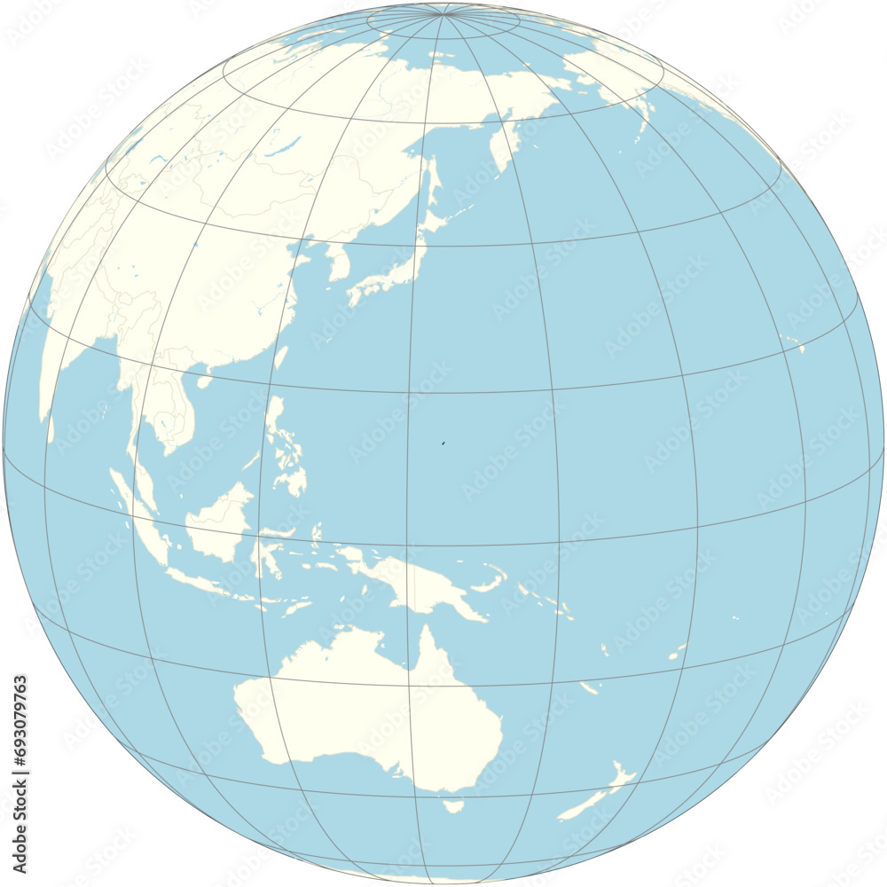 Guam is positioned at the center of the orthographic projection of the ...