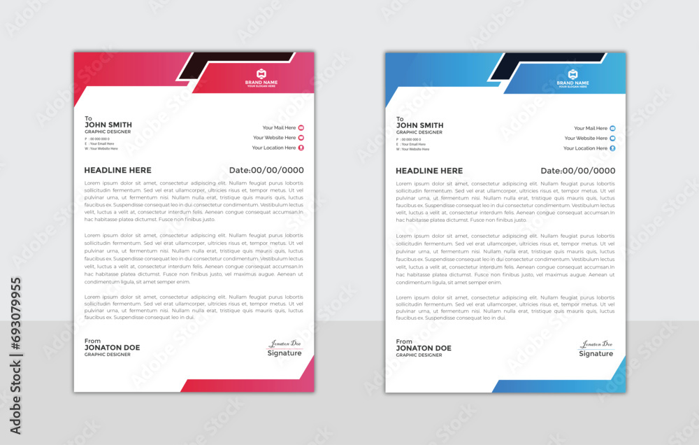 Letter Head Design,letterhead design set a4 size and unique shape ...