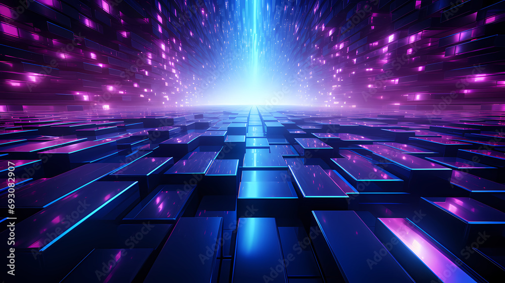 cyan blue and purple matrix concept grid, futuristic layout landscape ...