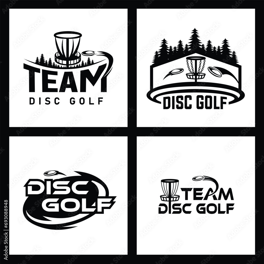 Disc golf logo set with discs flying with speed trails or lines. Sports ...