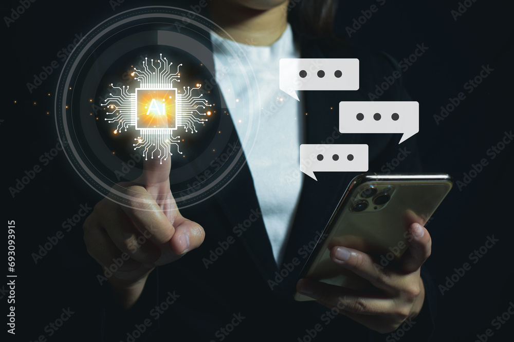 Women using tool AI, technology smart robot science and artificial ...