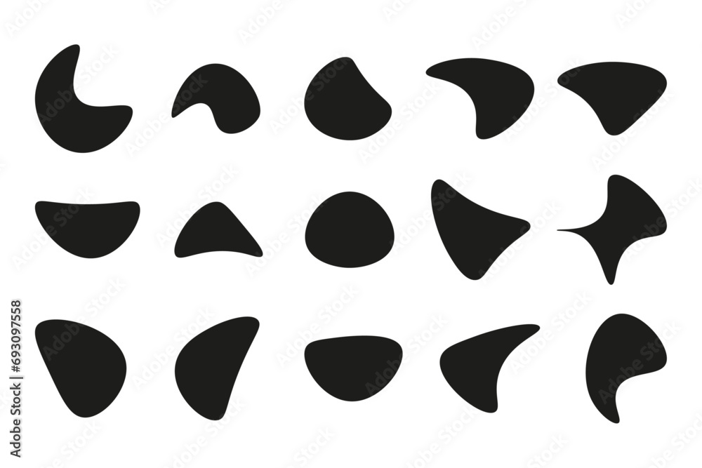 Vetor de Random blob shapes. Blobs shape organic set. Rounded abstract ...
