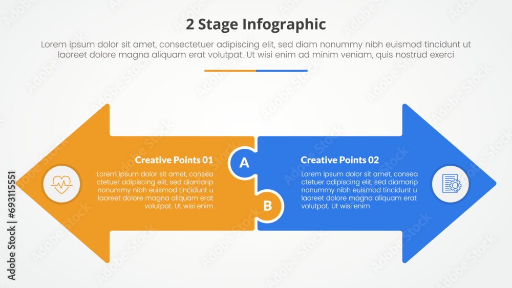 2 points stage template for comparison opposite infographic concept for ...