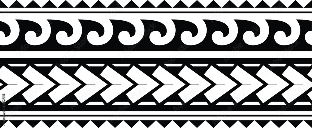 Polynesian vector geometric tribal tattoo band. Tribal tattoo border ...
