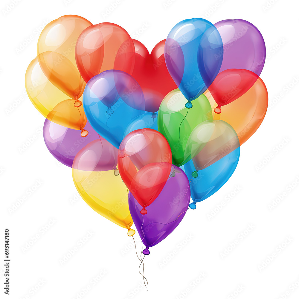 corazón creado con globos con los colores del arcoíris, sobre fondo ...