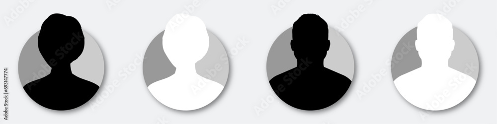 Iconic default anonymous user portrait vector illustration flat vector ...