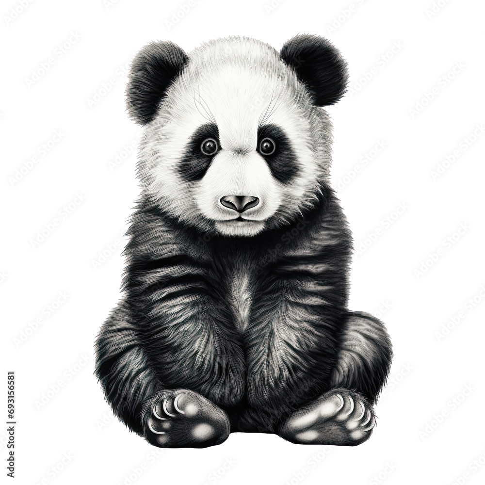 Cute panda isolated on transparent background. PNG Stock Illustration ...
