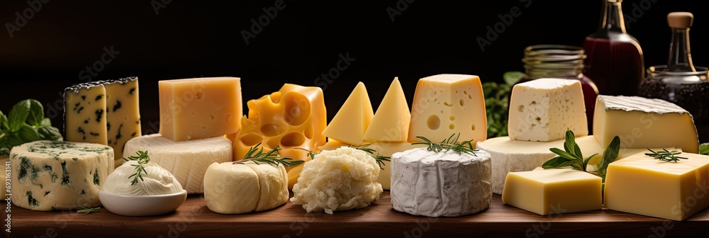 cheese tasting board with a variety of gourmet cheeses, from creamy to ...