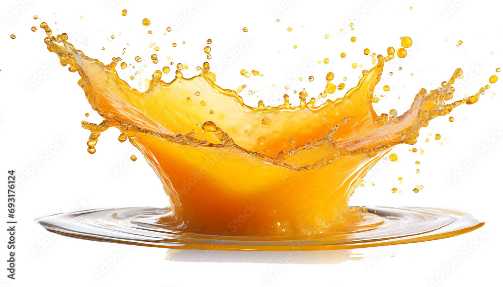 Orange juice splash isolated on transparent background, fruit juice ...