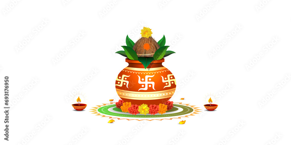 Kalash sthapana for Navratri Ram Navami Puja. Indian Hindu traditional ...