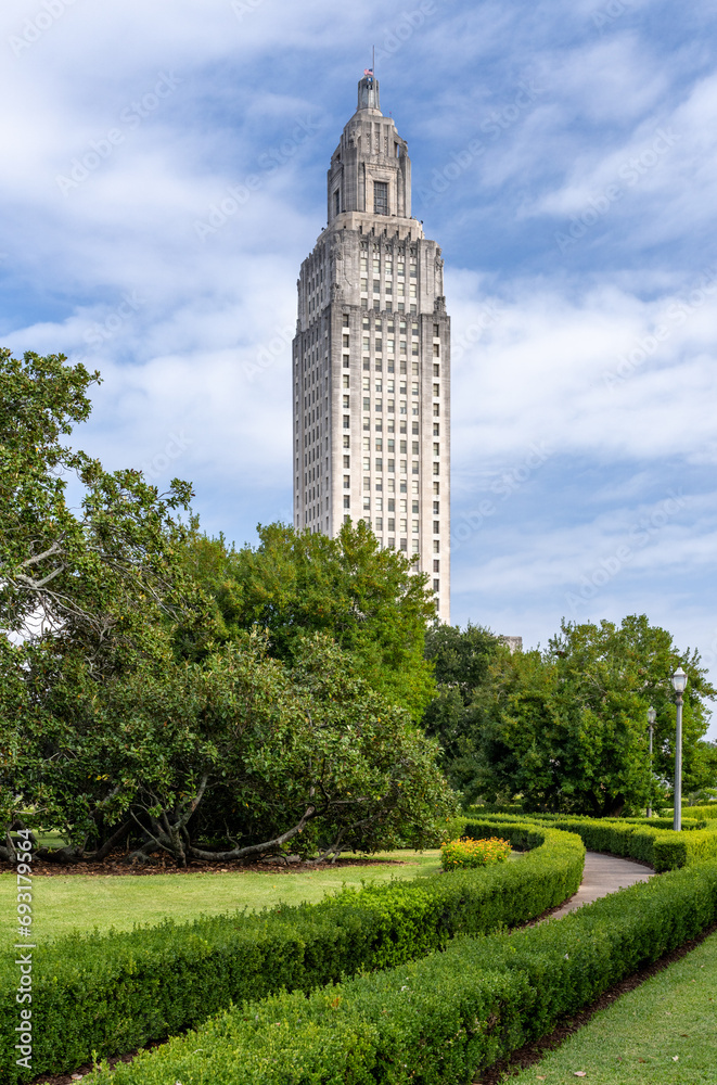 Tall tower of the State Capitol building in Baton Rouge, the state ...