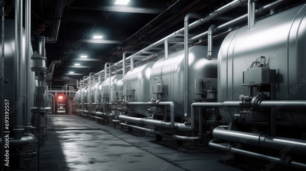 cylinders and helium containers at a metal processing plant ...