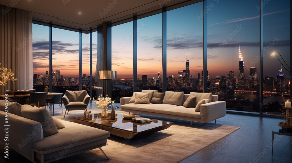 A top-floor room in a prestigious building, designed with a mix of ...