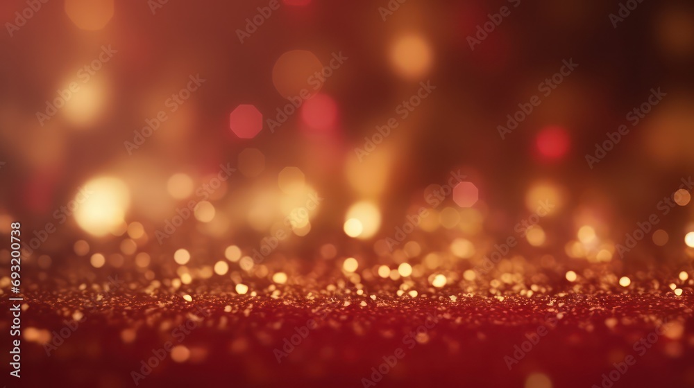 Red and golden light shine particles in bokeh background. Holiday ...