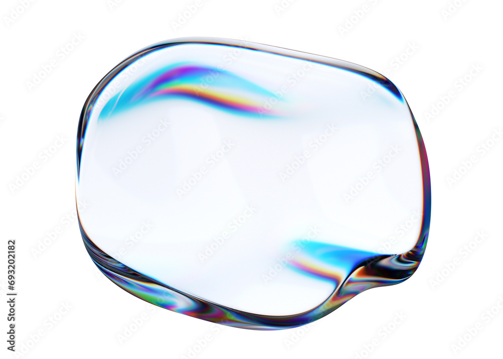 Abstract iridescent shape, wavy glass circle, 3d render Stock ...