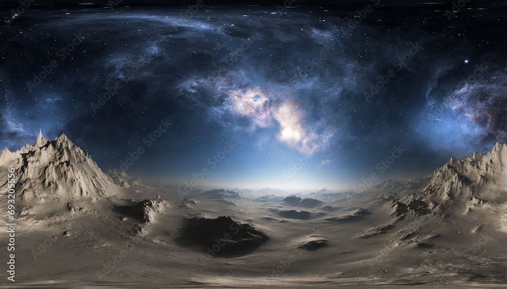 360 degree equirectangular projection space background with nebula and ...