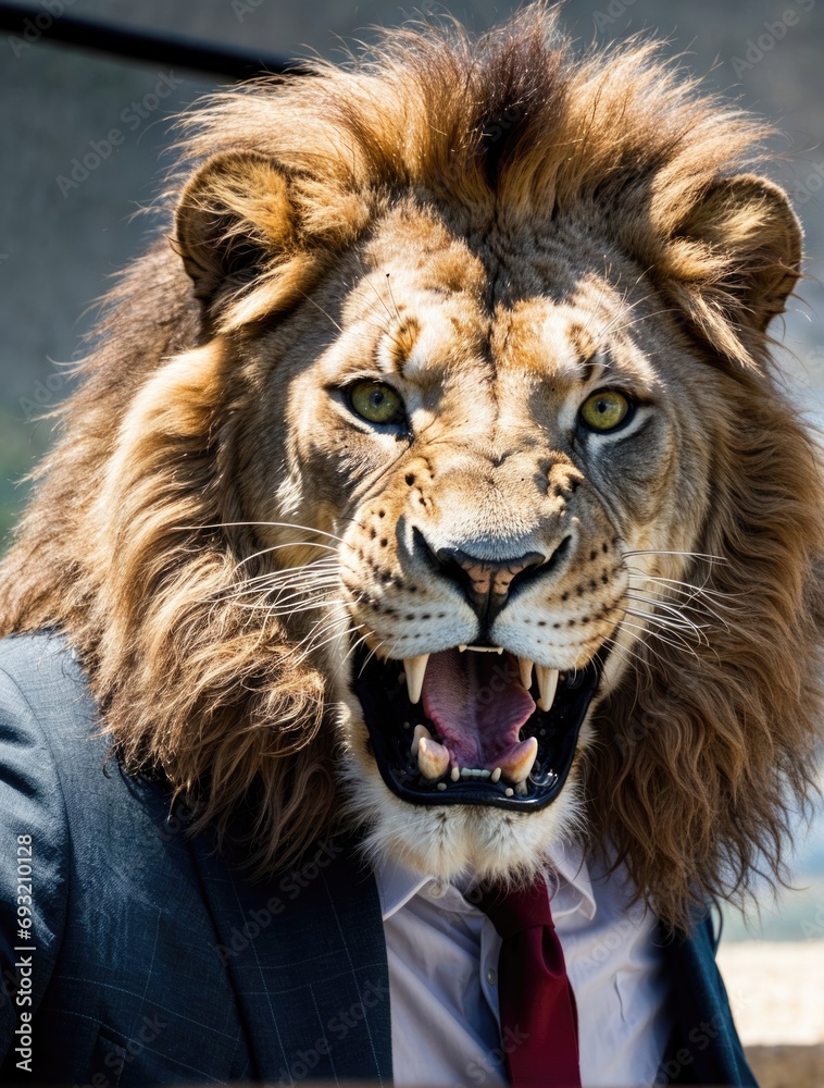 Concept Photo - a Lion in a business suit, Business illustration, King ...