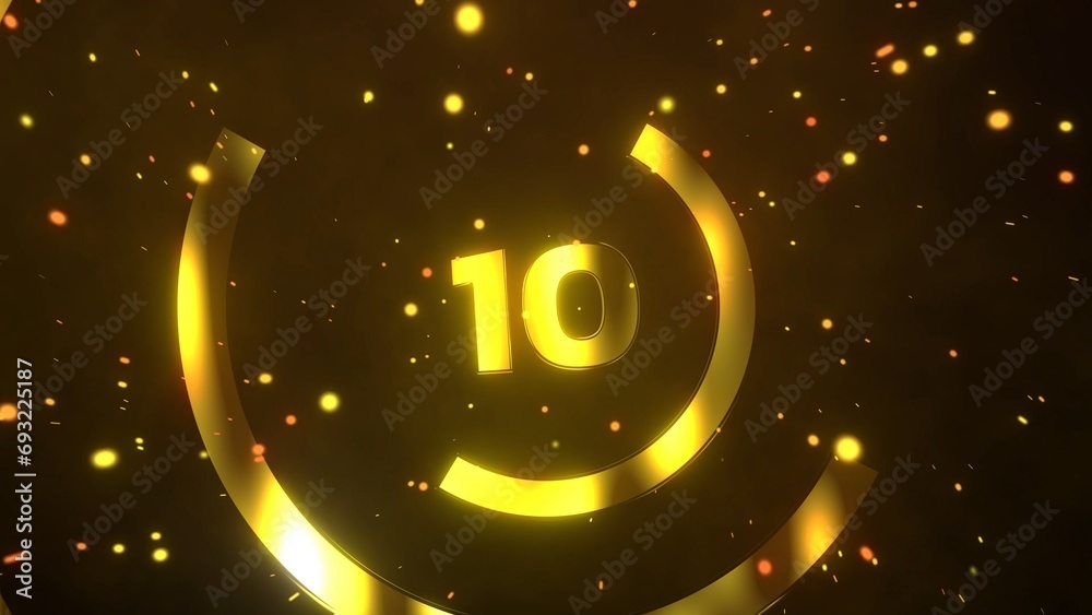 Golden 10 Seconds Countdown Timer Clock Animation Stock Template ...