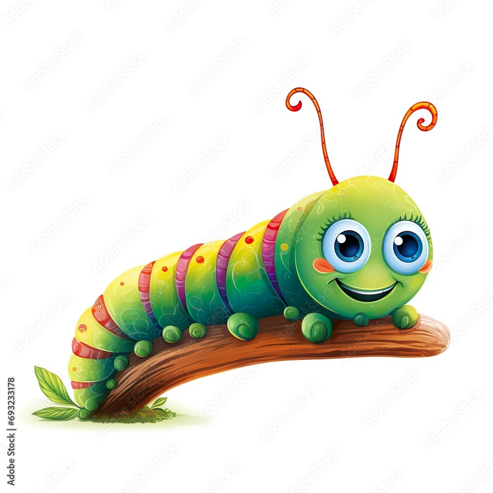 Colorful butterfly caterpillar larva centipede cartoon character ...