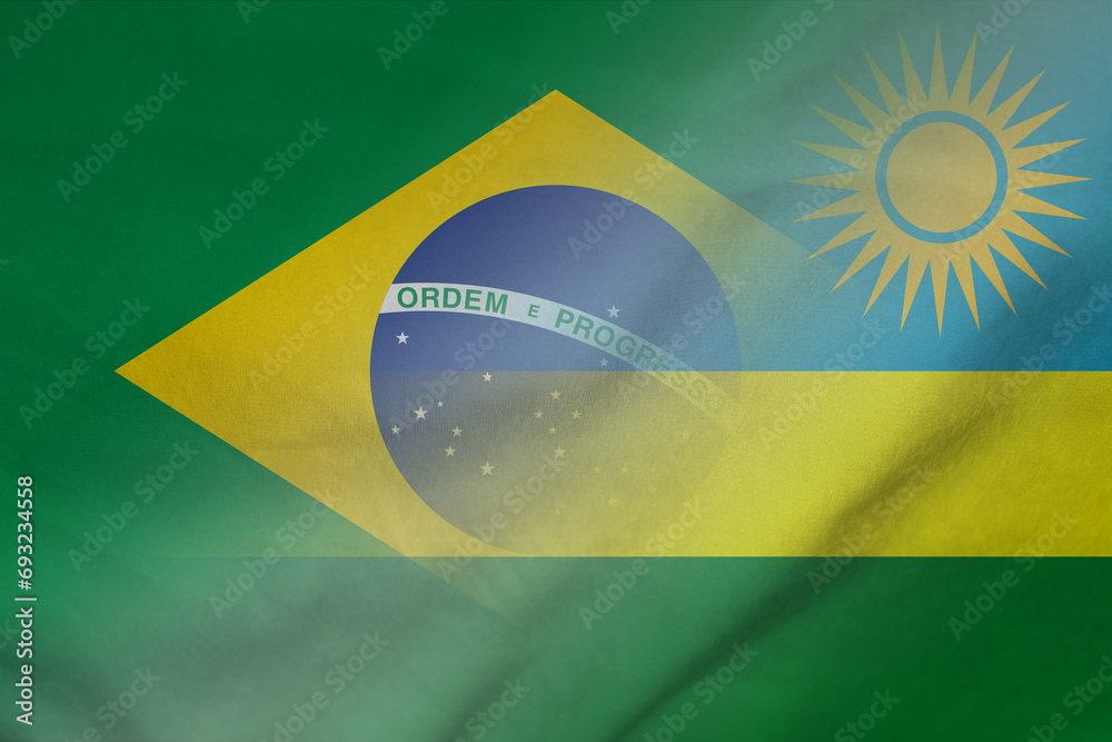 Brazil and Rwanda official flag international negotiation RWA BRA Stock ...
