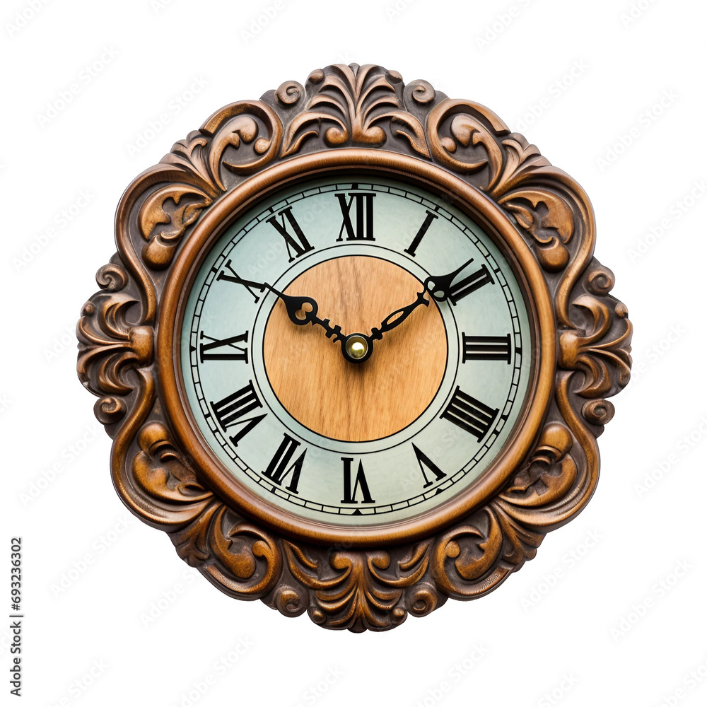 Antique vintage clock isolated on transparent background, ready for ...
