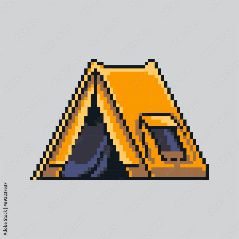 Vecteur Stock Pixel art illustration Tent Camp. Pixelated Tent Camp ...