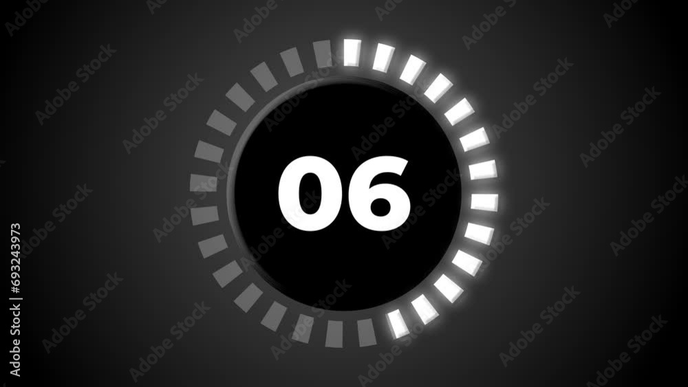 Countdown clock timer animation motion graphics movement 10 seconds ...