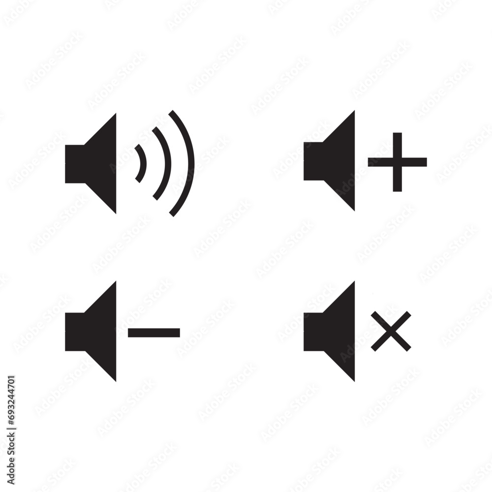 Audio Icon. Symbol of loud music or video player speaker. Flat outline ...