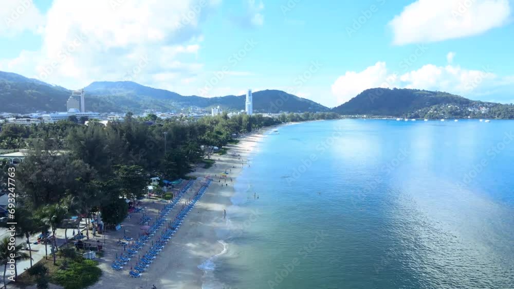 Phuket Thailand Patong city October 27-2023 Aerial view drone shot of ...