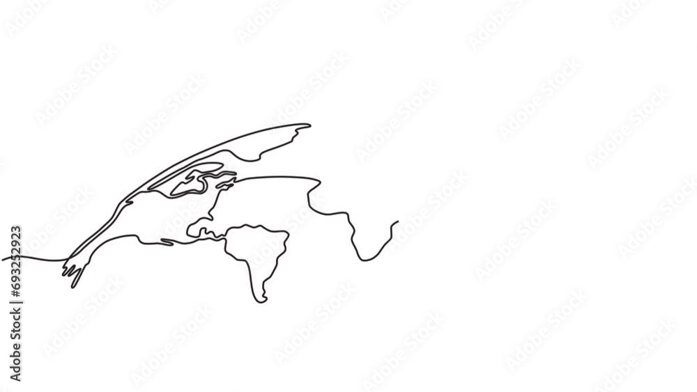 Continuous one line animation video of Earth globe Concept. Globe ...