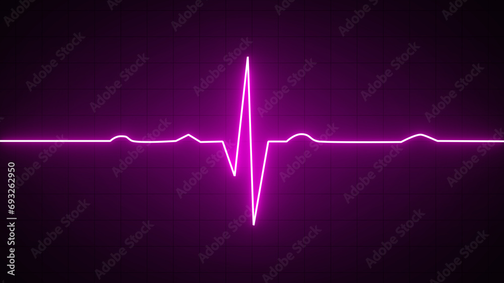 Glowing purple neon heartbeat pulse rate line. Health and Medical ...