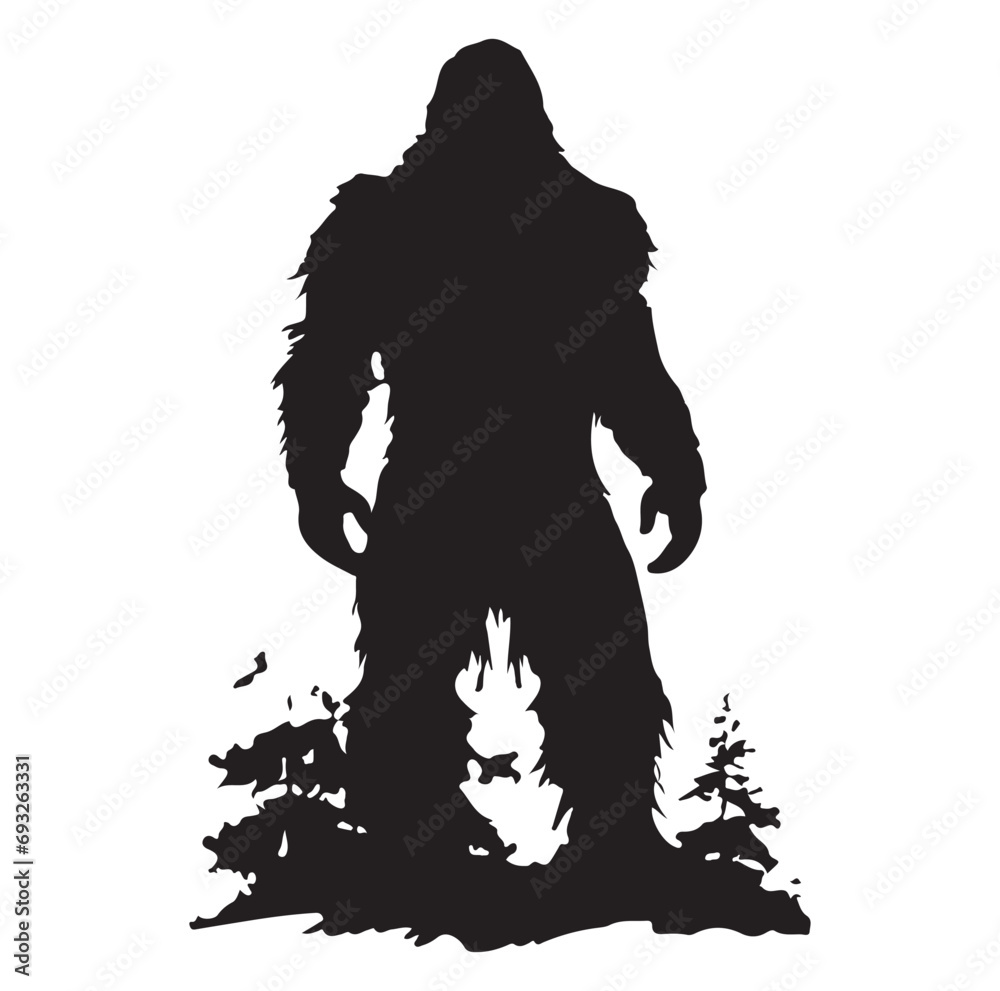 Bigfoot silhouettes Vector and bigfoot concept illustration Stock ...