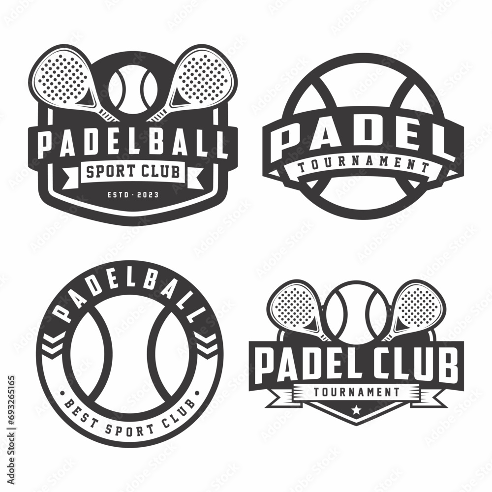 Padel logo collection, emblem set collections. Padel logo badge ...