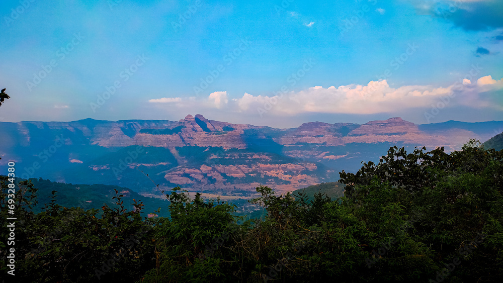 Beautiful scenery of mountain view from the Raigad fort in maharashtra ...
