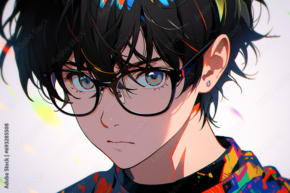 Beautiful cartoon boy anime avatar, young man portrait illustration ...