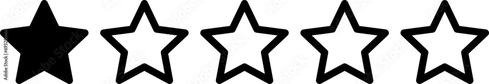 Golden Black and White Five 1 Star Icon Product Quality Review Symbol ...
