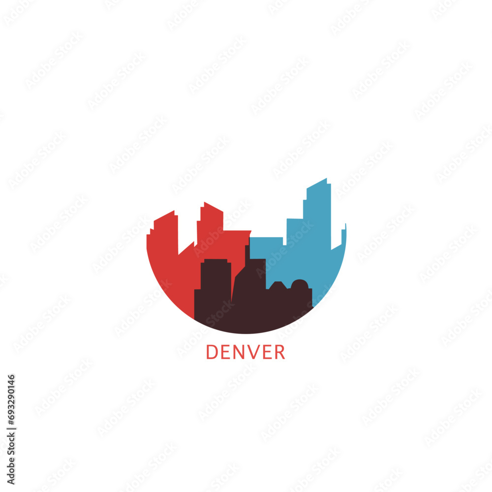 Denver USA United States cityscape skyline city panorama vector flat ...