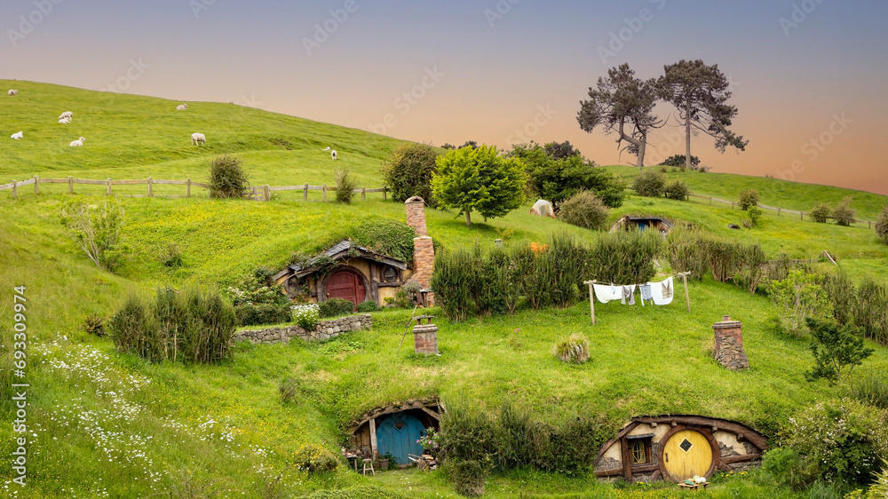 MATAMATA- NEW ZEALAND -NOVEMBER -2- 2022: Hobbiton - movie set created ...