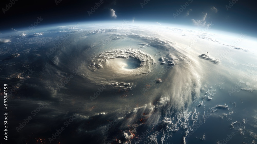 breathtaking and dramatic scene of a massive hurricane as viewed from ...