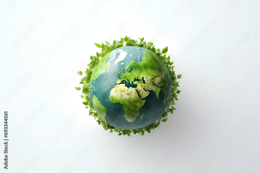 green leaf background, green planet earth, renewable energy light bulb ...