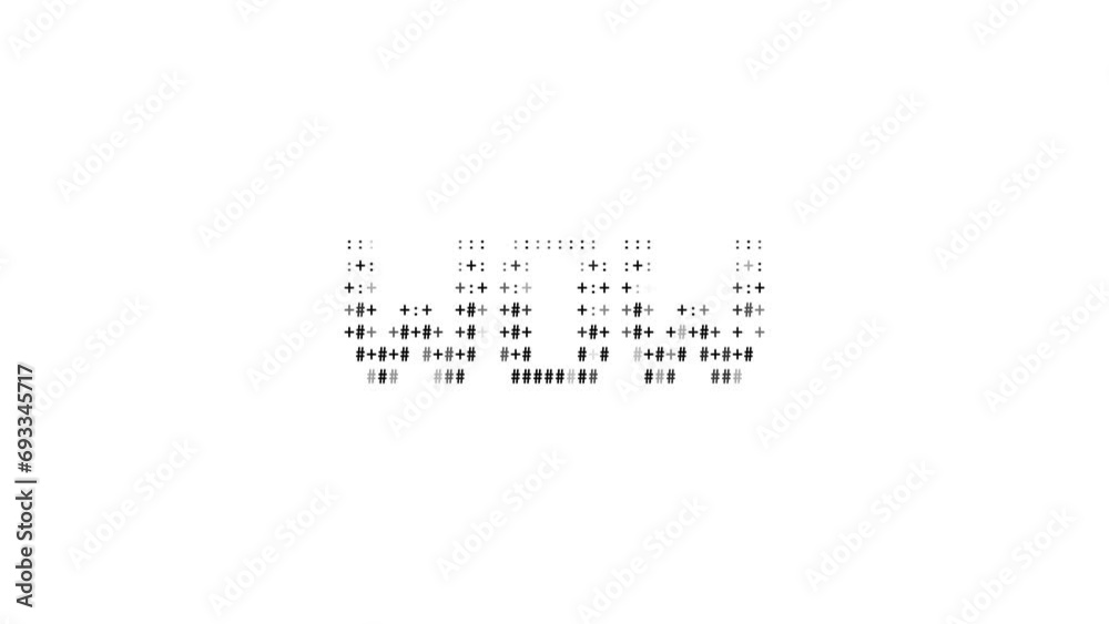 Wow Ascii Animation On White Background Ascii Art Code Symbols With Shining And Glittering