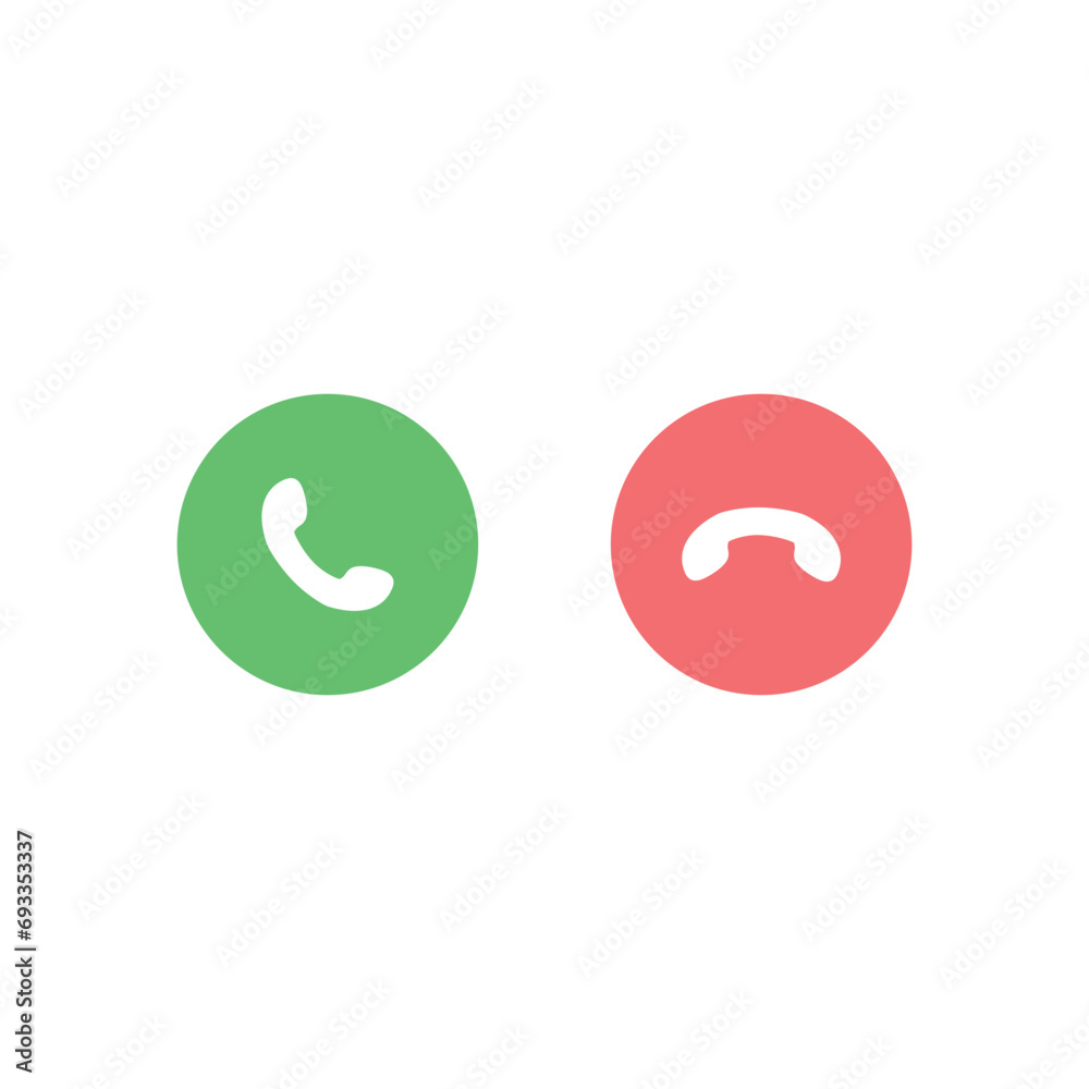 Answer and decline phone call buttons. Vector illustration icon. Phone ... Answer and decline phone call buttons. Vector illustration icon. Phone ...