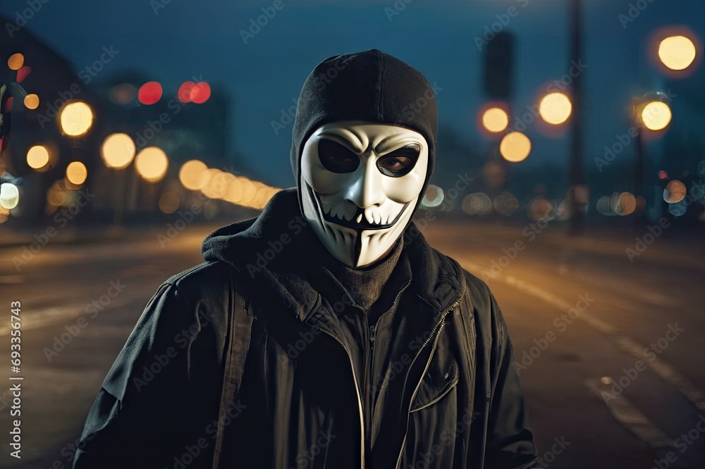 Bank robber or a robbery or rebellion and riot, masked Stock Photo ...